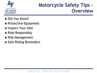 USAFA Pre-Season Motorcycle Safety Brief 2020 | PDF