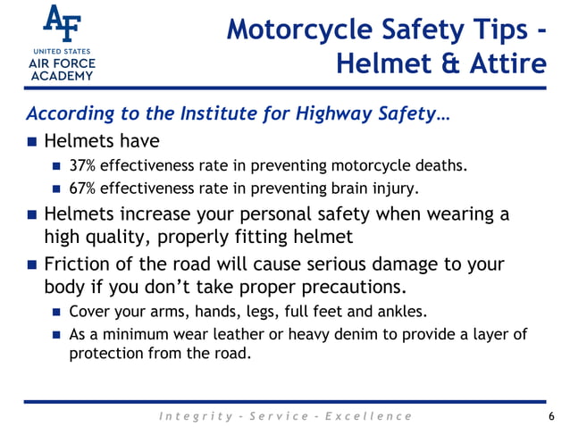 USAFA Pre-Season Motorcycle Safety Brief 2020 | PDF