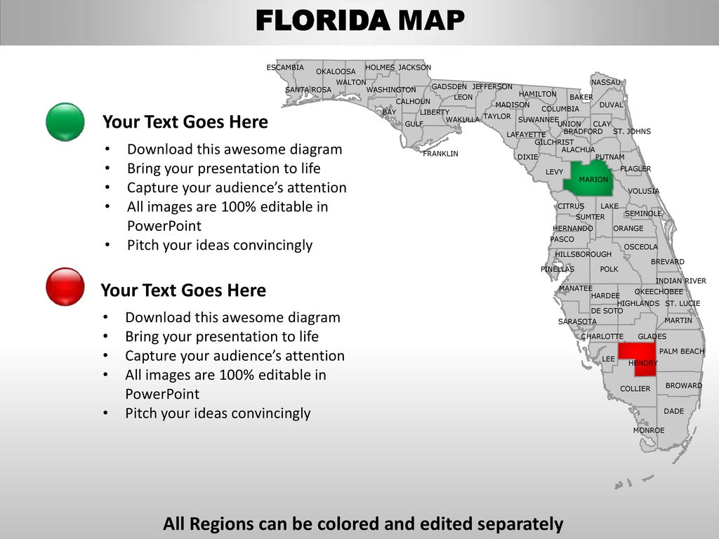 Usa florida state powerpoint county editable ppt maps and templates