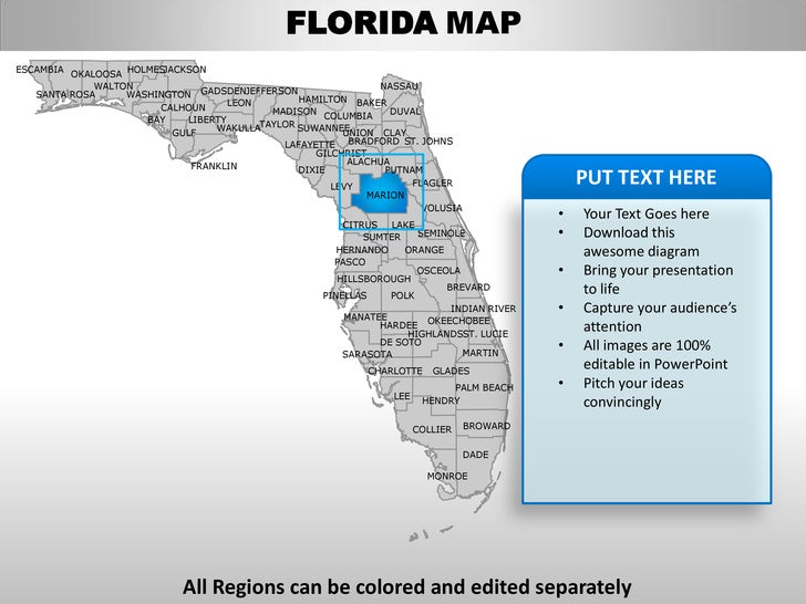 Usa florida state powerpoint county editable ppt maps and templates
