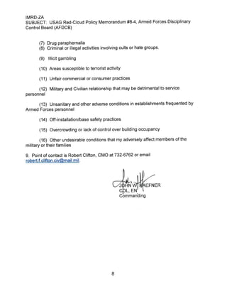 USAG RC Command Policy Memorandum #8-4 Armed Forces Disciplinary ...