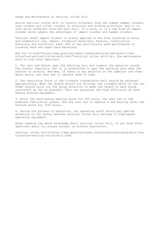 Usage and maintenance of vertical roller mill | TXT