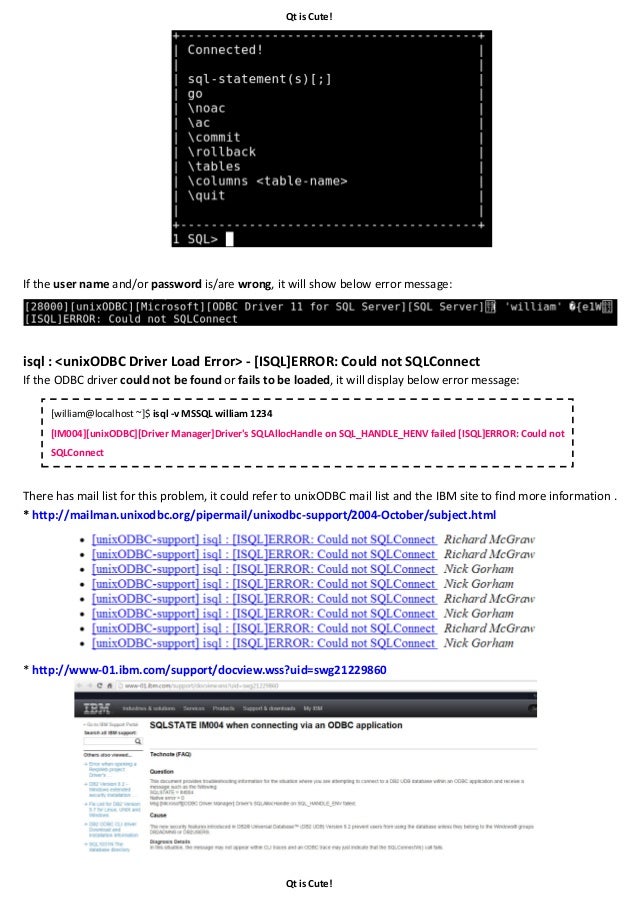 Usage Note of Qt ODBC Database Access on Linux