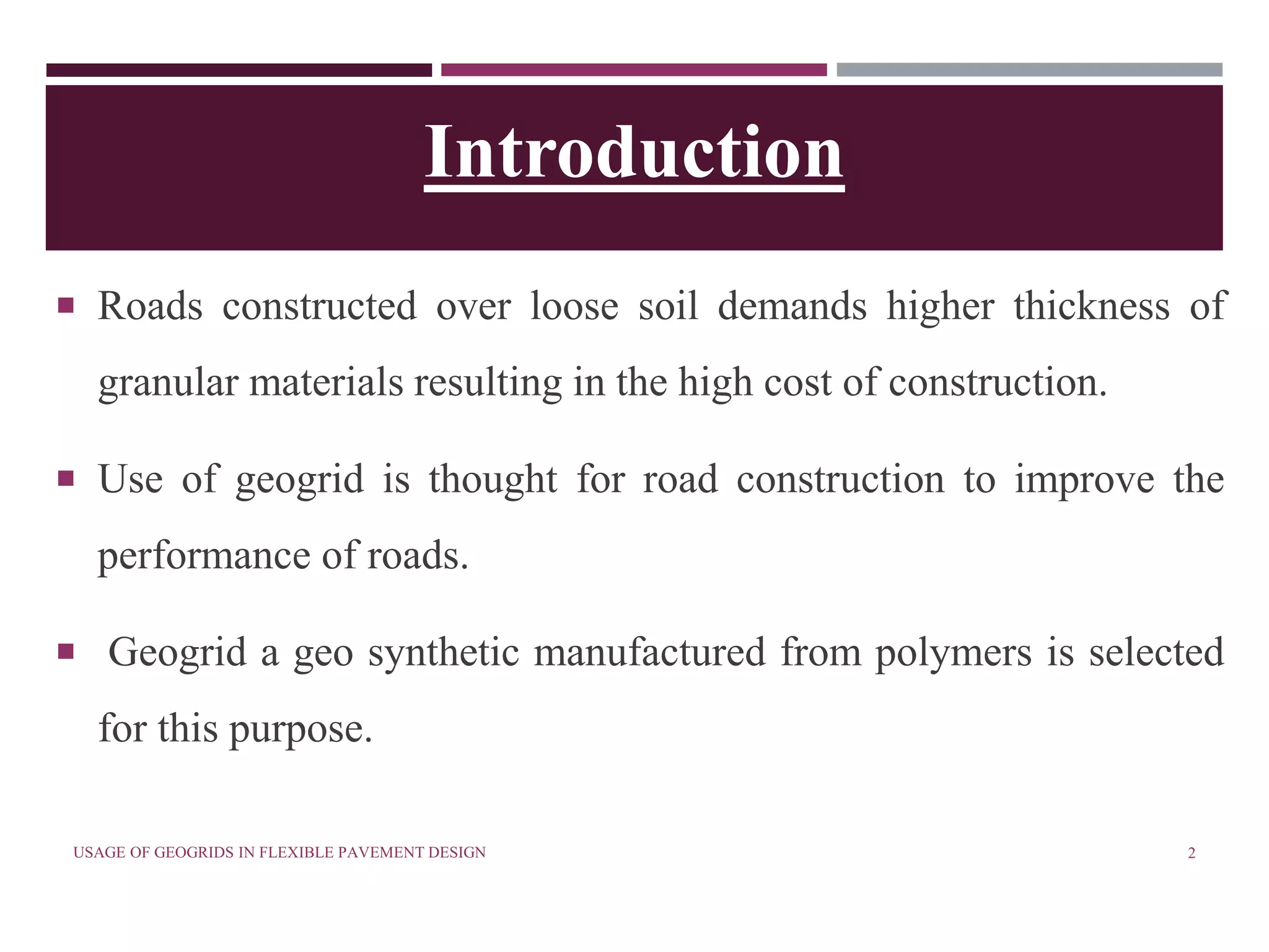 Usage of geogrids in flexible pavement | PPTX