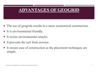 Usage of geogrids in flexible pavement | PPTX