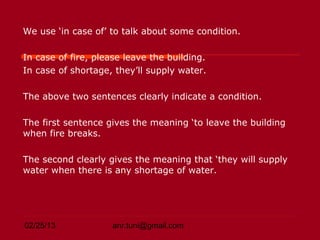 Usage of 'in case and in case of' | PPT