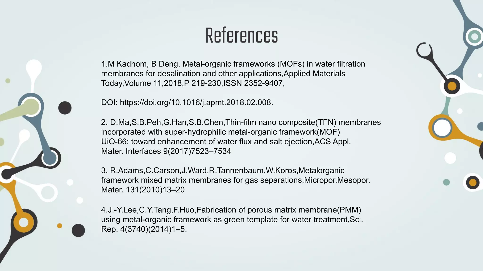 Applications of Metal Organic Frameworks(MOF) in water treatment | PDF