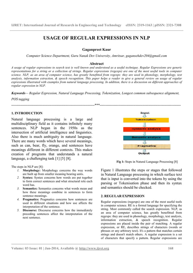Usage of regular expressions in nlp | PDF