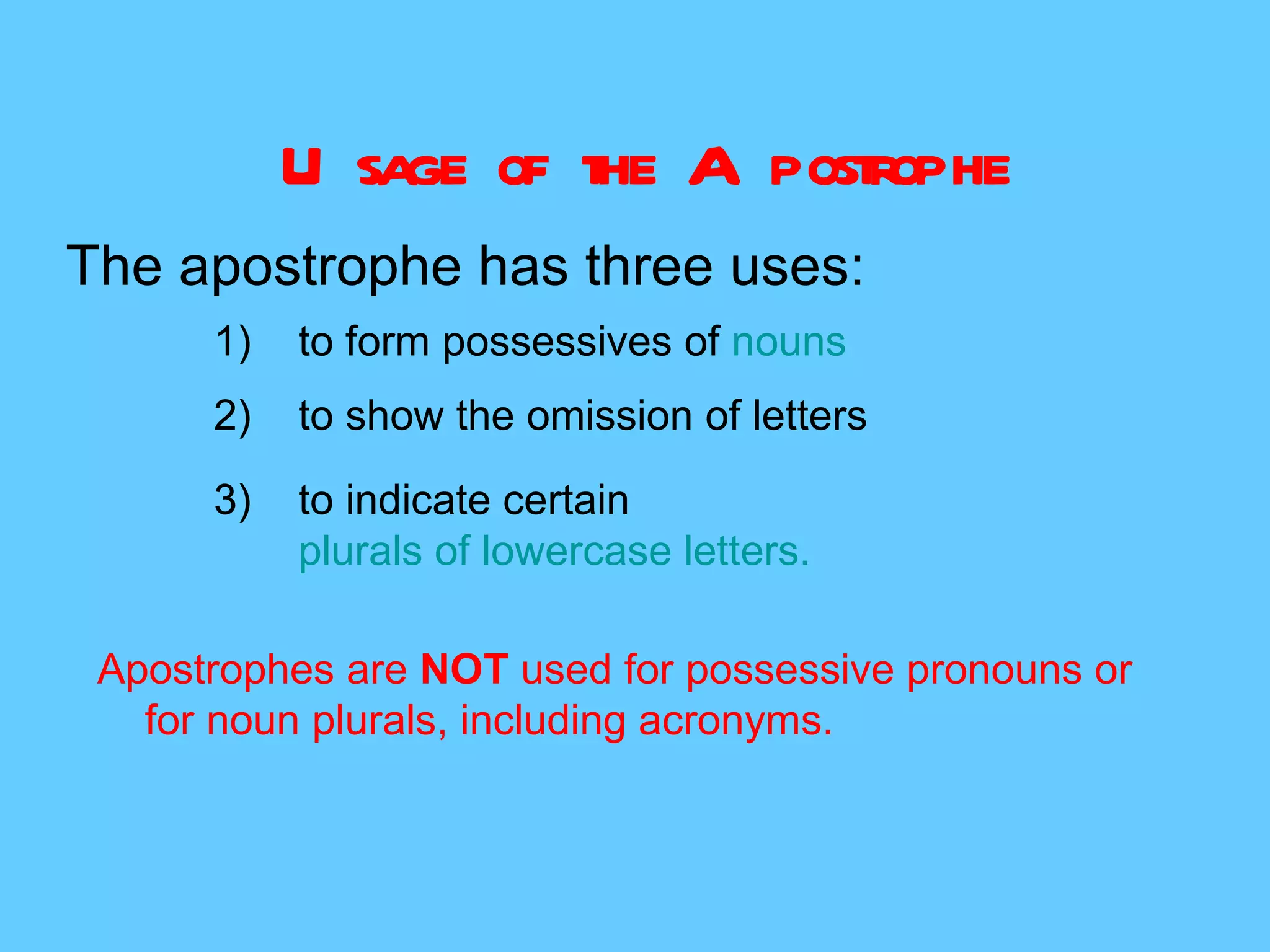 Correct Usage of the apostrophe | PPT