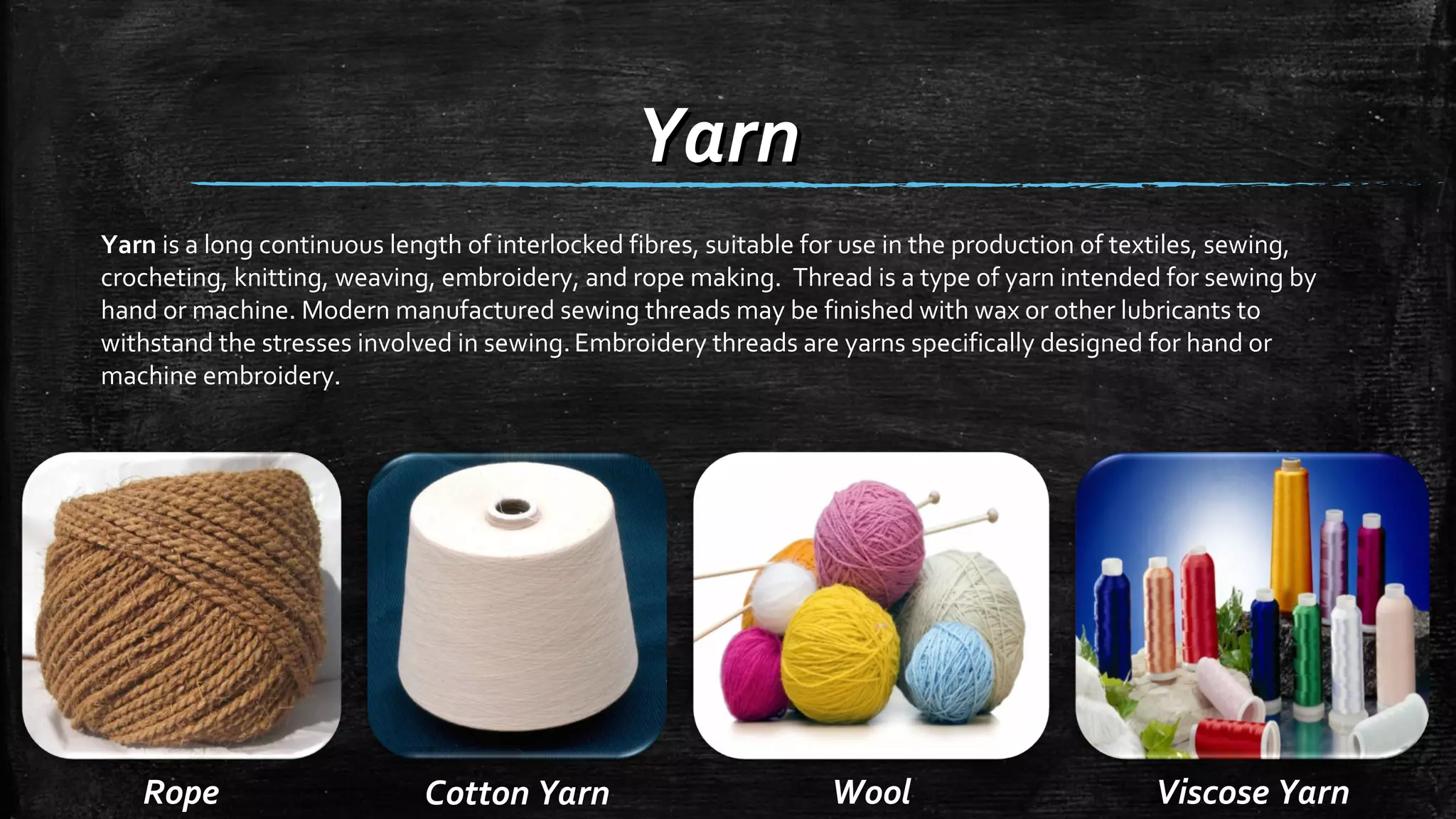 Usage of yarn,fabric,fiber | PPT