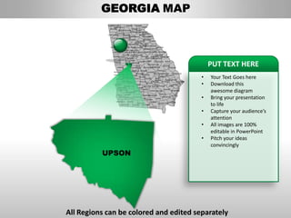 Usa georgia state powerpoint county editable ppt maps and templates | PPTX