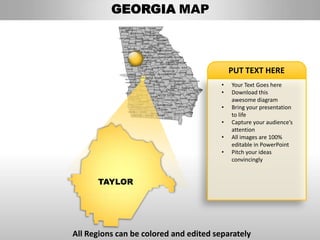 Usa georgia state powerpoint county editable ppt maps and templates | PPTX
