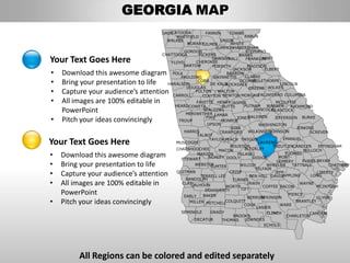 Usa georgia state powerpoint county editable ppt maps and templates | PPTX