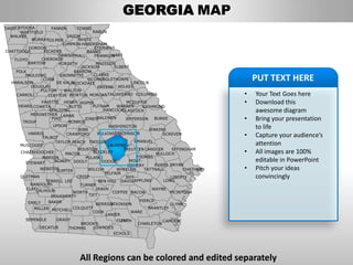 Usa georgia state powerpoint county editable ppt maps and templates | PPTX