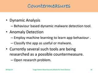 Usage patterns based security attacks for smart devices | PDF | Operating Systems | Computer ...