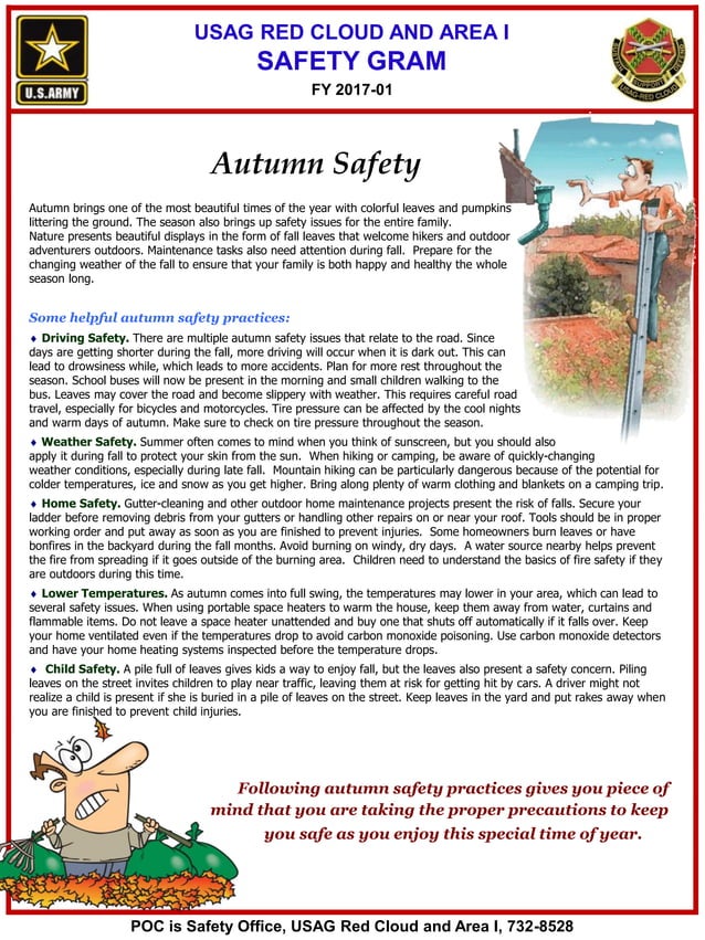 USAG RC and Area I, Safety Gram 17-01 Autumn Safety | PDF