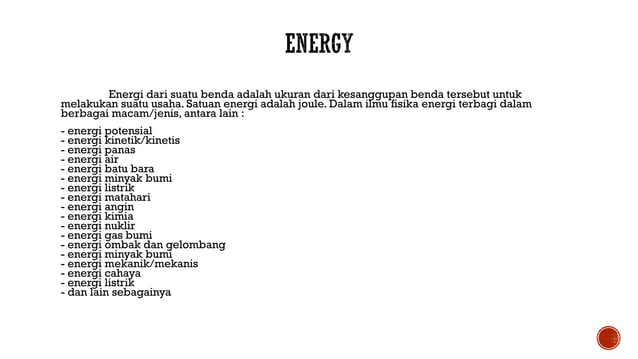Usaha energy dan hukum kekekalan energi | PPT