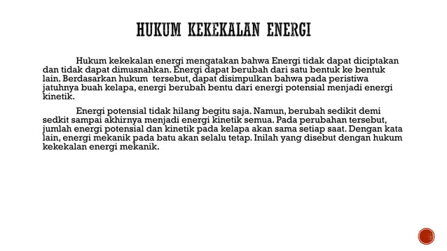 Usaha energy dan hukum kekekalan energi | PPT