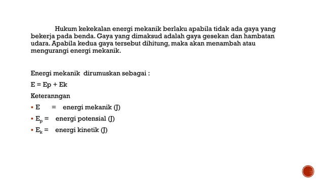 Usaha energy dan hukum kekekalan energi | PPT
