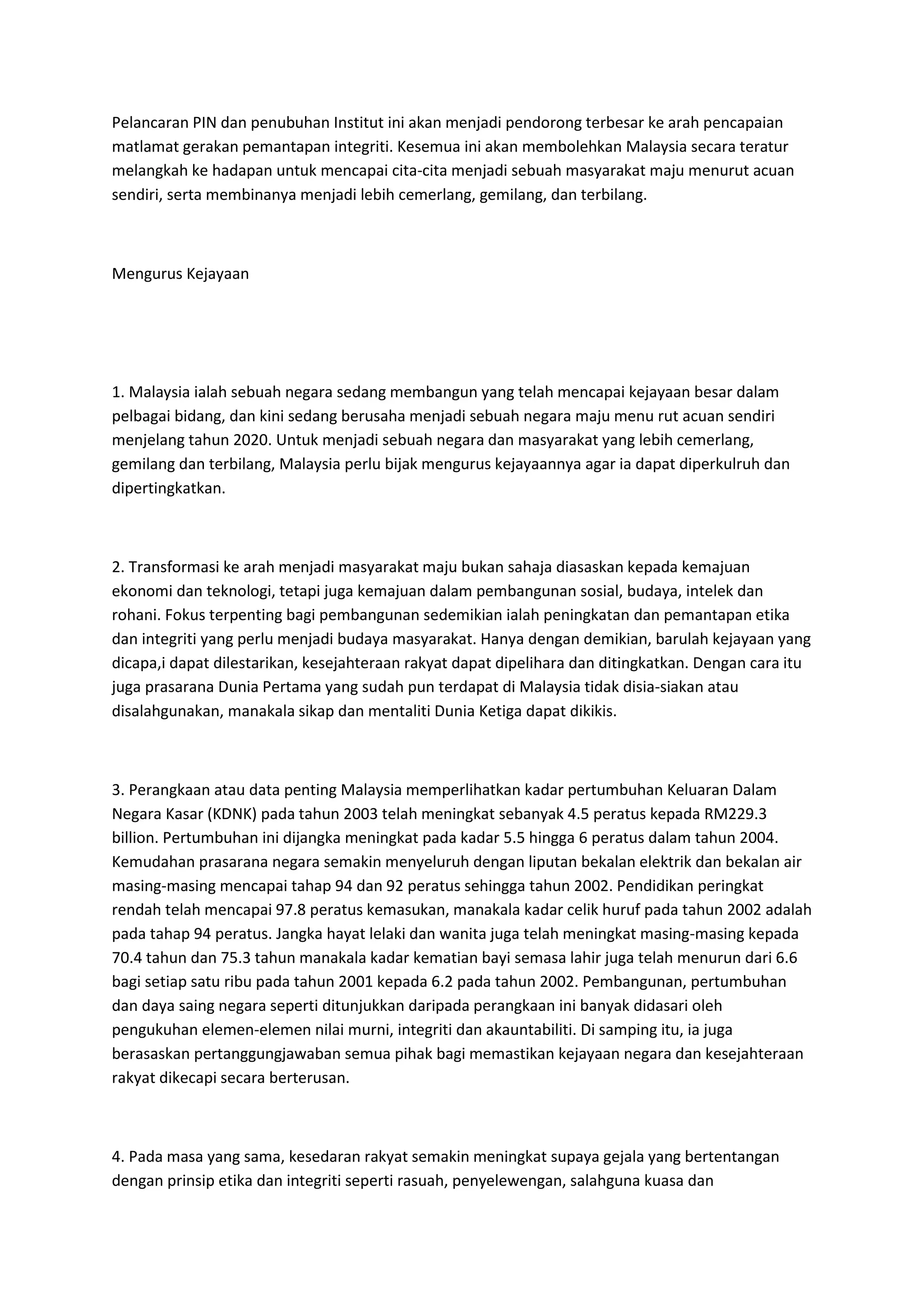 Usaha integriti | DOCX