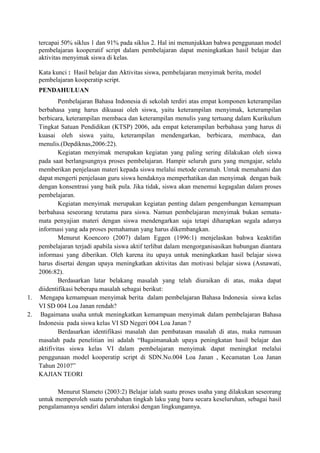 Usaha peningkatan hasil belajar bahasa indonesia | PDF