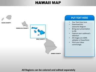 Usa hawaii state powerpoint county editable ppt maps and templates | PPTX