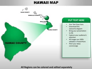 Usa hawaii state powerpoint county editable ppt maps and templates | PPTX