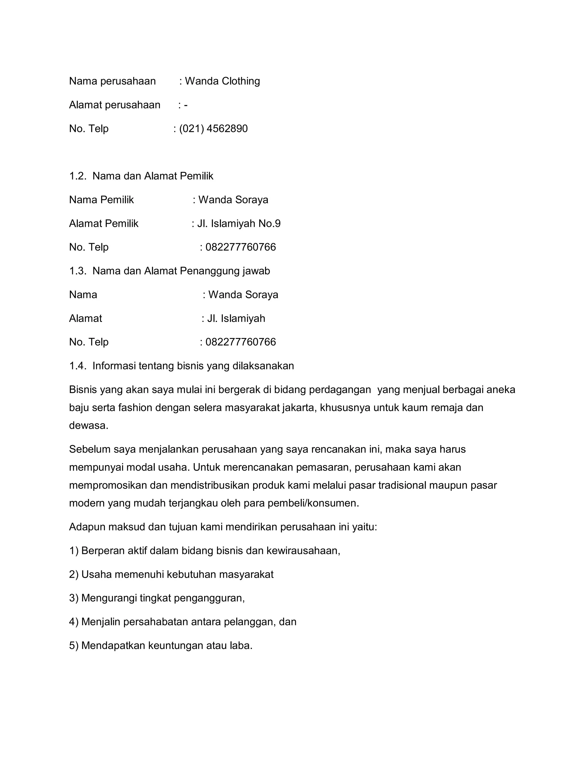 Usaha, wanda soraya, hapzi ali, proposal perencanaan bisnis,, universitas mercu buana, 2018 | PDF