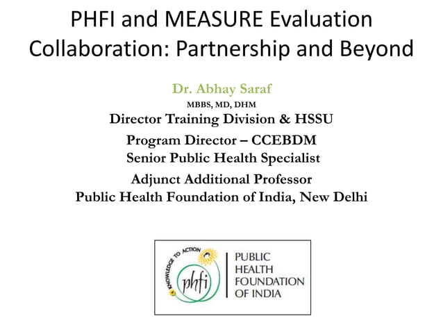 PHFI and MEASURE Evaluation Collaboration: Partnership and Beyond ...