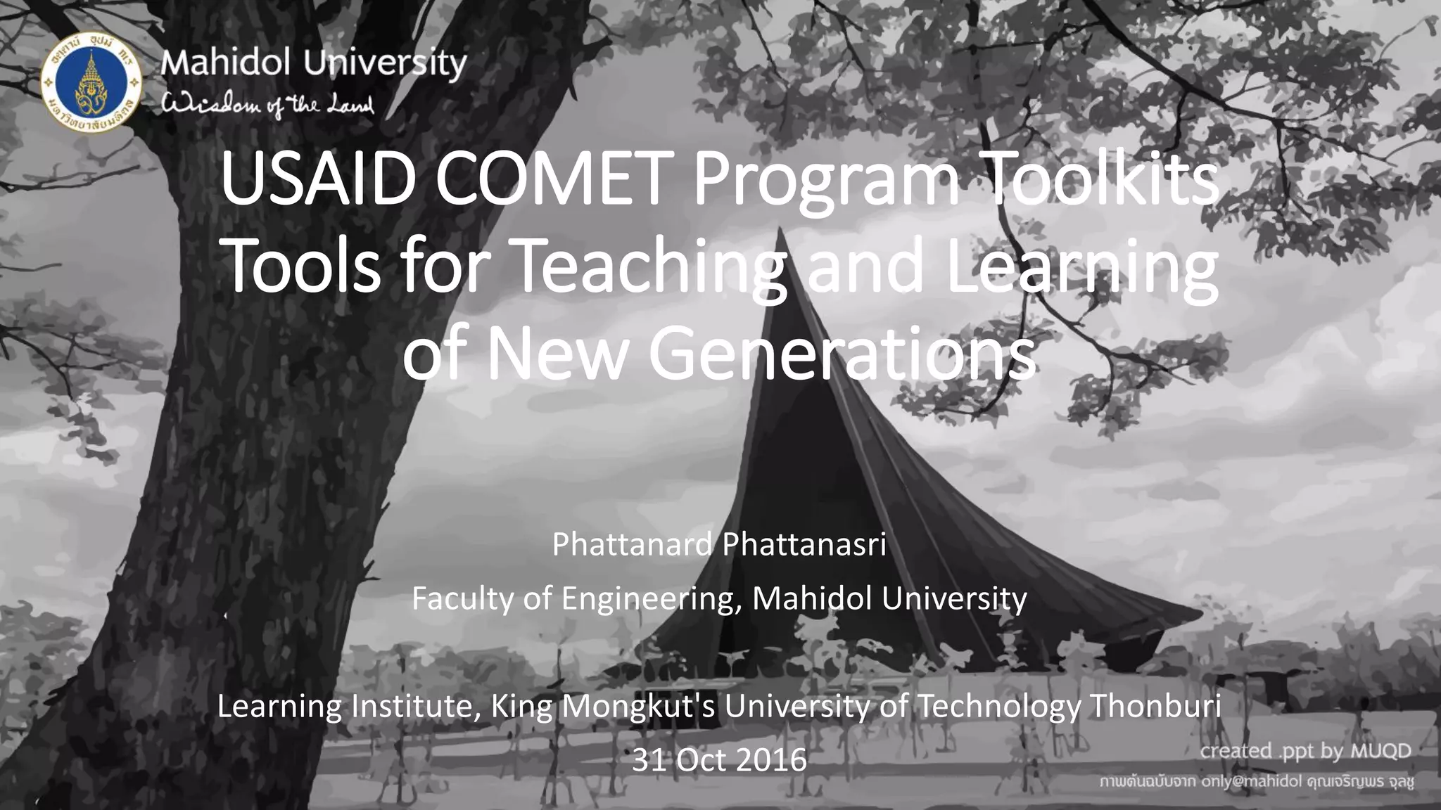 USAID comet program toolkits learning institute kmutt 31 oct'16 | PPT
