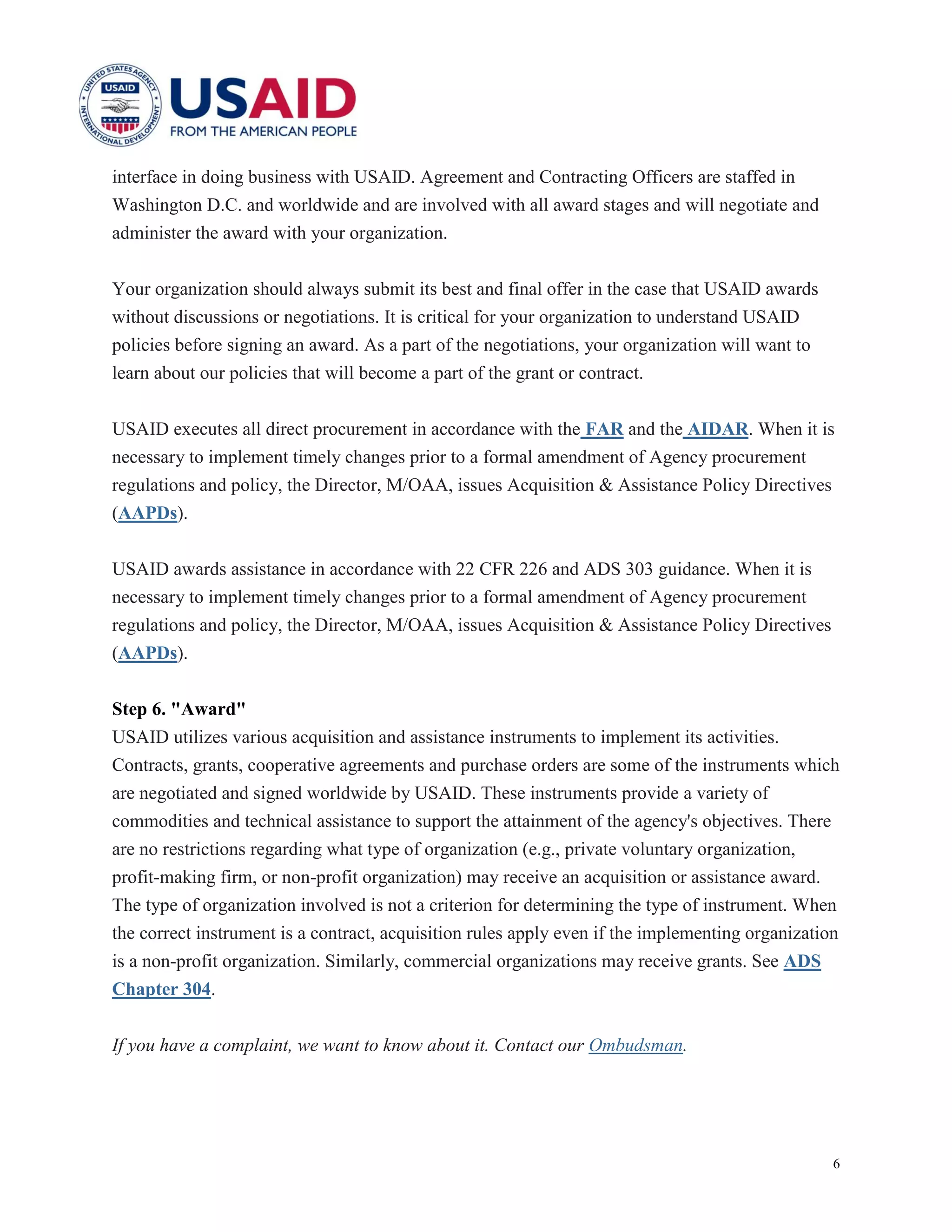 Usaid guide to grantand contract process | PDF