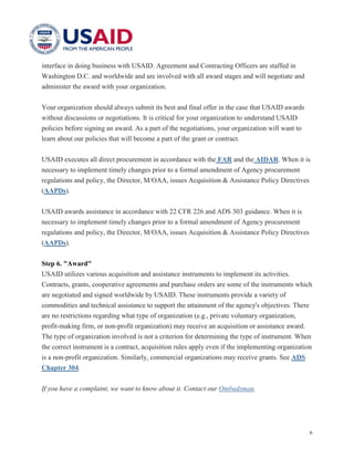Usaid guide to grantand contract process | PDF