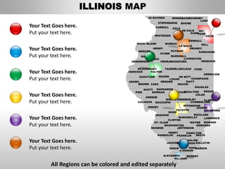 Usa illinois state powerpoint county editable ppt maps and templates | PPTX