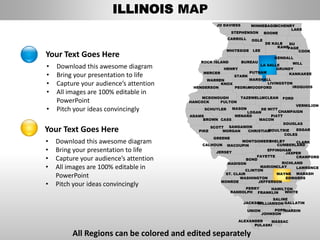 Usa illinois state powerpoint county editable ppt maps and templates | PPTX