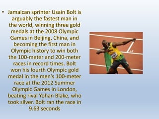 Usain bolt | PPTX | Fitness and Exercise | Healthy Living
