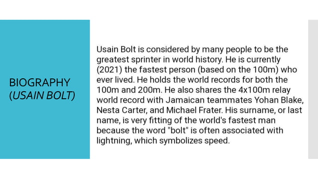 Usain Bolt English Class Presentation Group 1 | PPTX