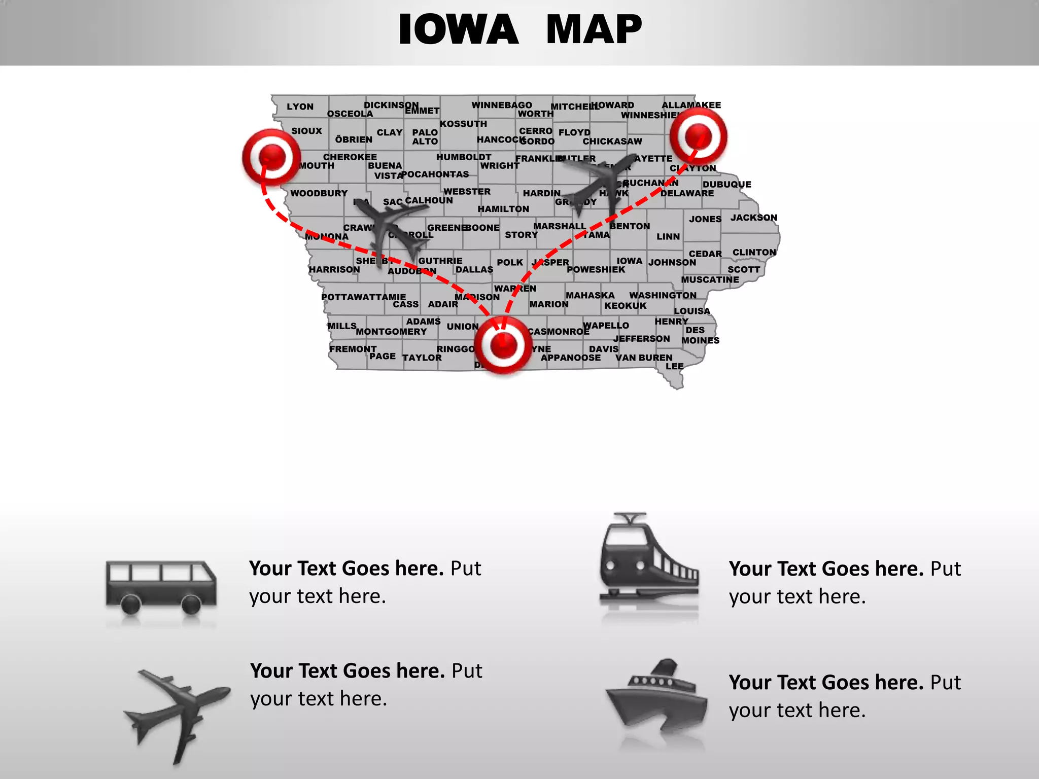 Usa iowa state powerpoint county editable ppt maps and templates | PPTX