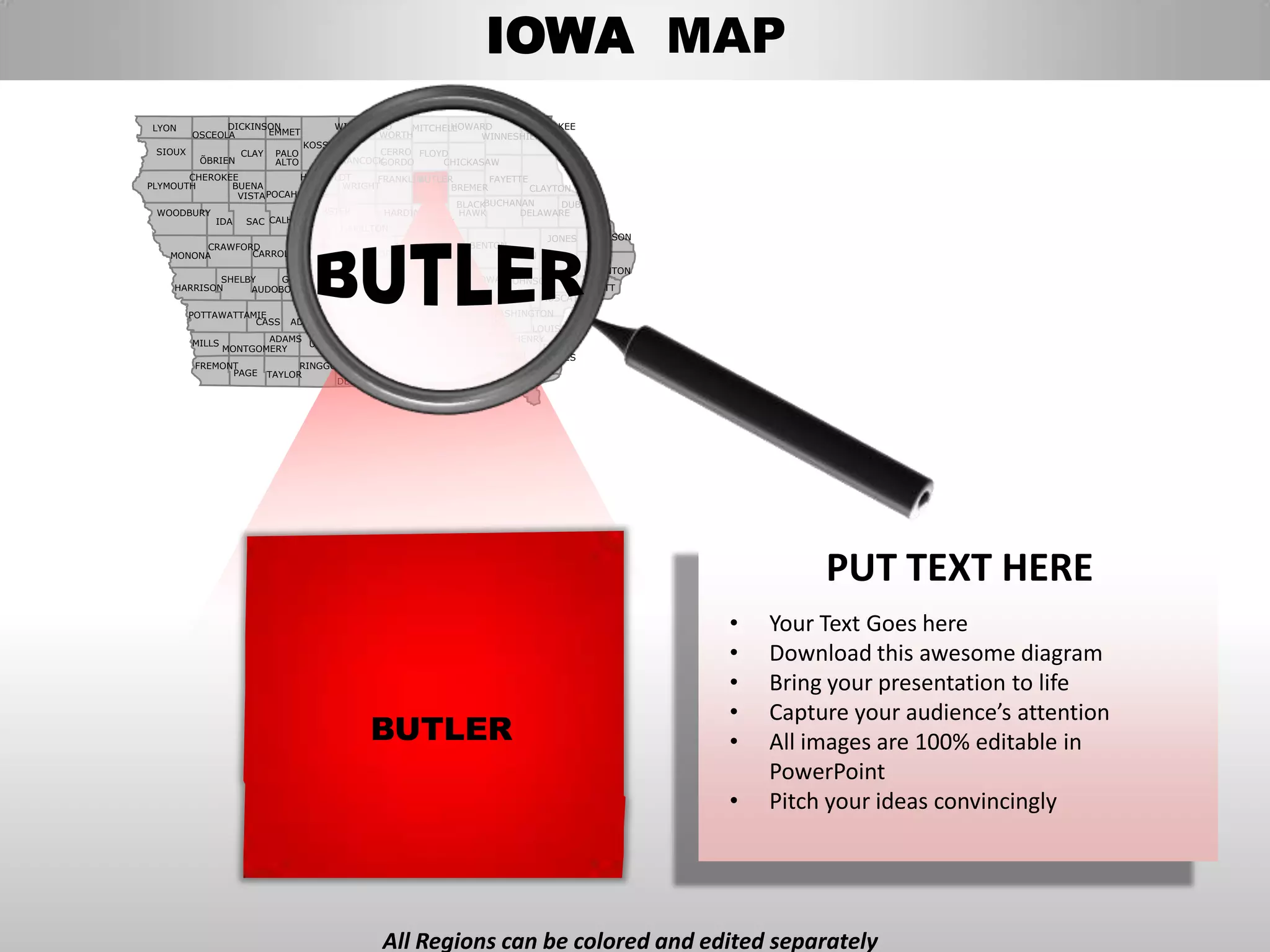 Usa iowa state powerpoint county editable ppt maps and templates | PPTX