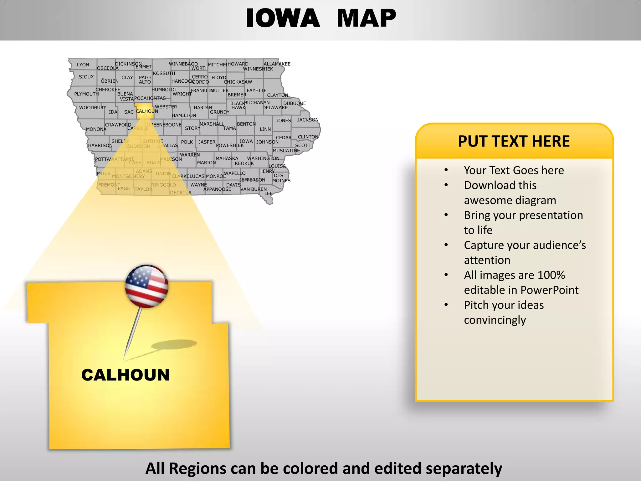 Usa iowa state powerpoint county editable ppt maps and templates | PPTX
