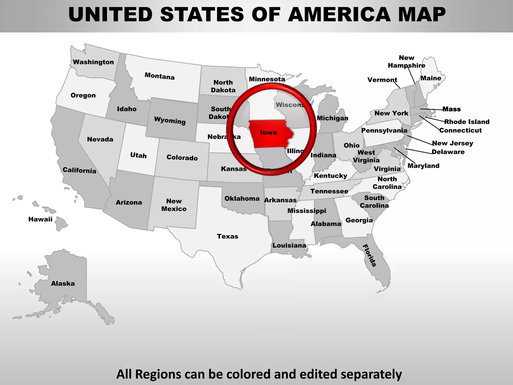 Usa iowa state powerpoint county editable ppt maps and templates | PPT