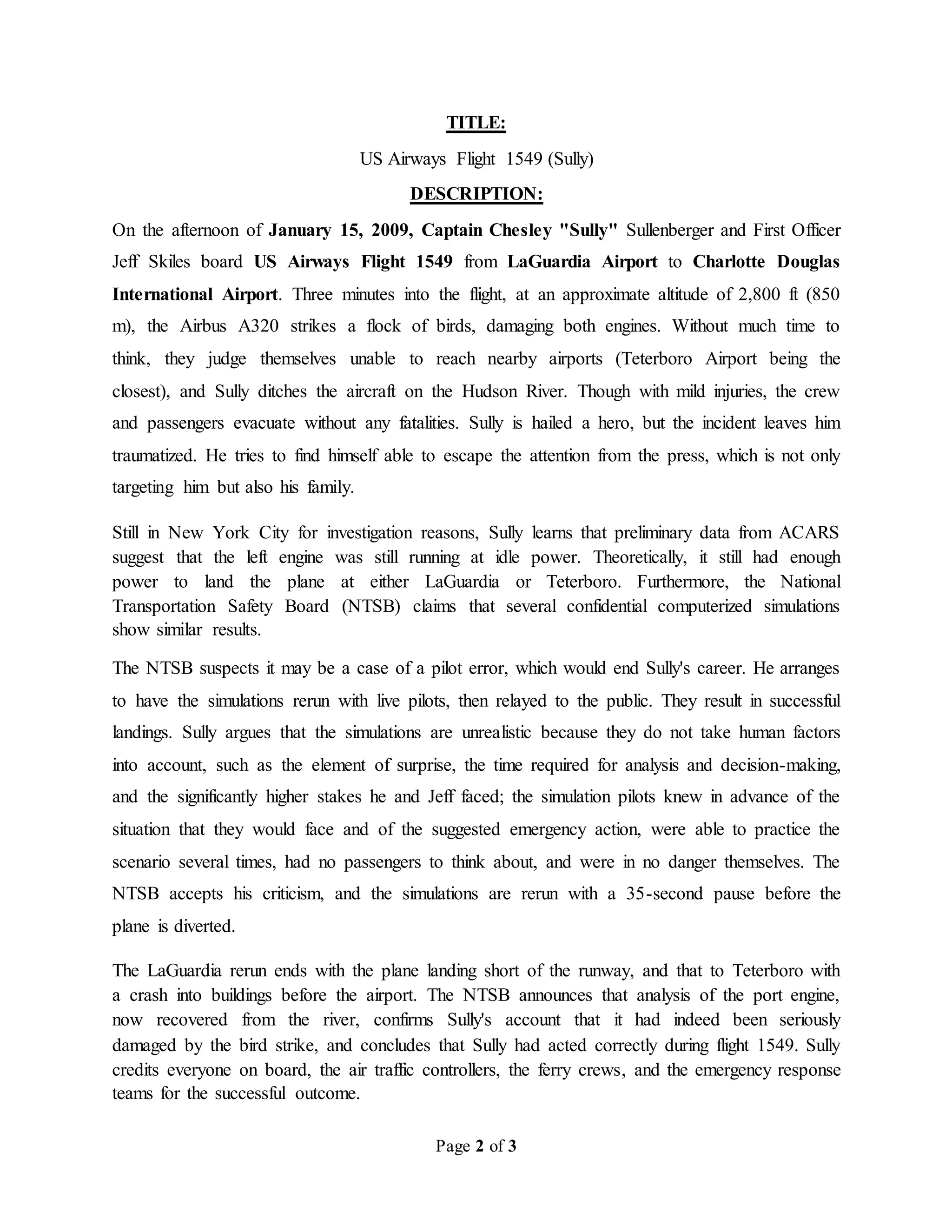 US Airways Flight 1549 (Sully) A-3.docx