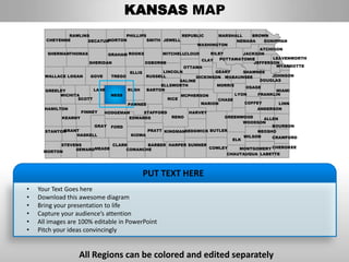 Usa kansas state powerpoint county editable ppt maps and templates | PPTX