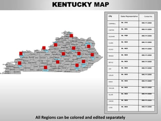Usa kentucky state powerpoint county editable ppt maps and templates | PPT