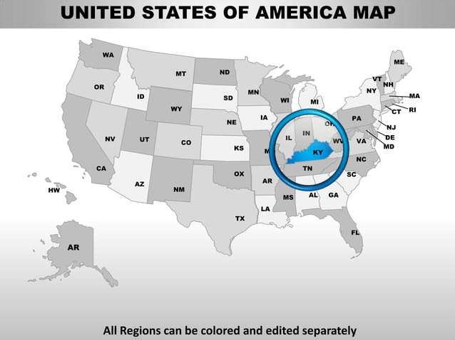 Usa kentucky state powerpoint county editable ppt maps and templates | PPT
