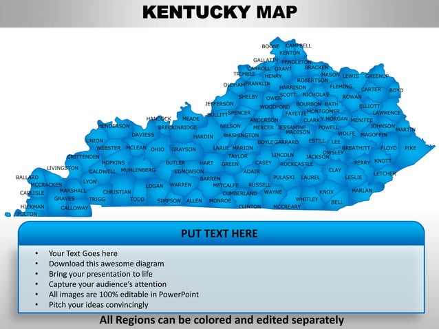 Usa kentucky state powerpoint county editable ppt maps and templates | PPT