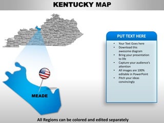 Usa kentucky state powerpoint county editable ppt maps and templates | PPT