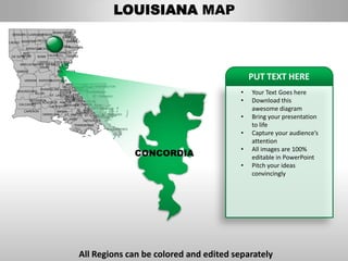 Usa louisiana state powerpoint county editable ppt maps and templates ...