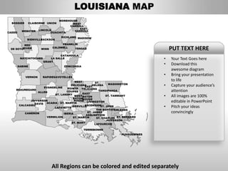 Usa louisiana state powerpoint county editable ppt maps and templates ...