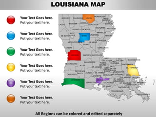 Usa louisiana state powerpoint county editable ppt maps and templates ...