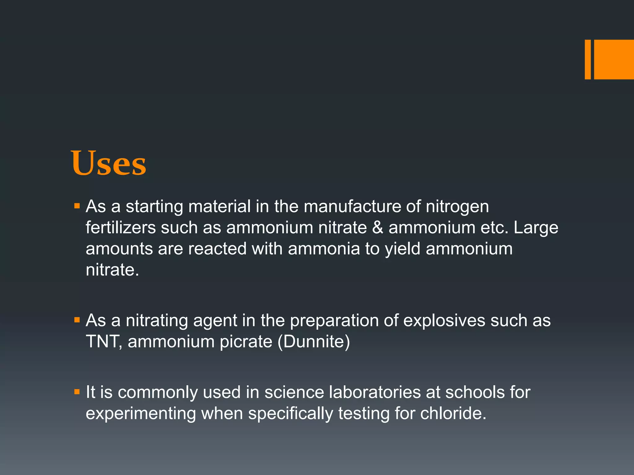 Nitric acid Preparation & Uses | PPTX